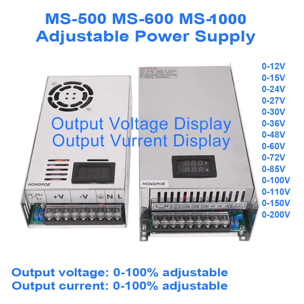 Digital-display-adjustable-500W-600W-1000W-power-supply-0-12V-15V-24V ...