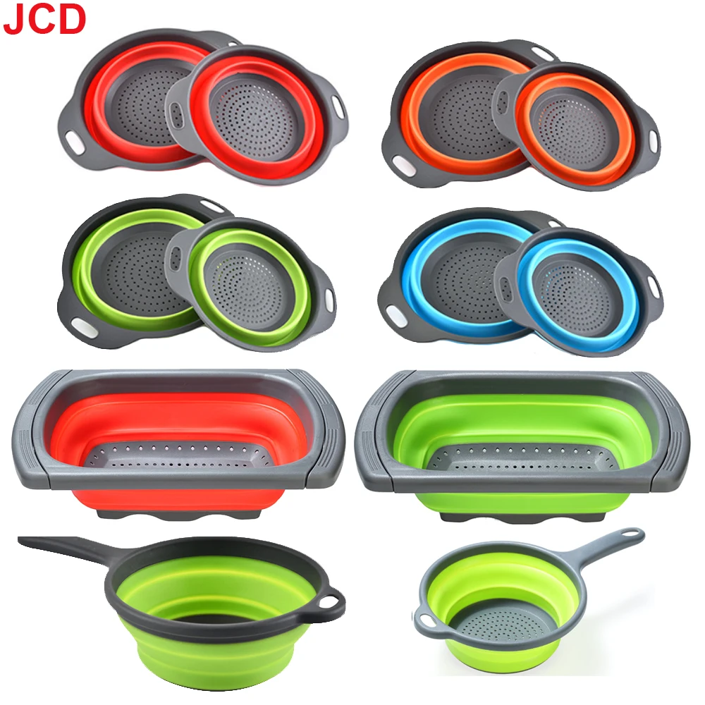 JCD-1pcs-Fruit-Vegetable-Washing-Basket-Foldable-Strainer-Silicone ...