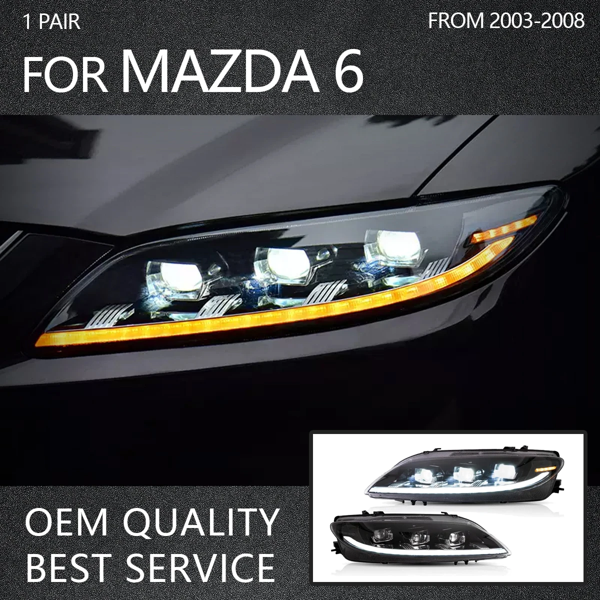 Car-Accessories-LED-Headlights-For-2003-2008-Mazda-6-M6-GG1-S-I ...