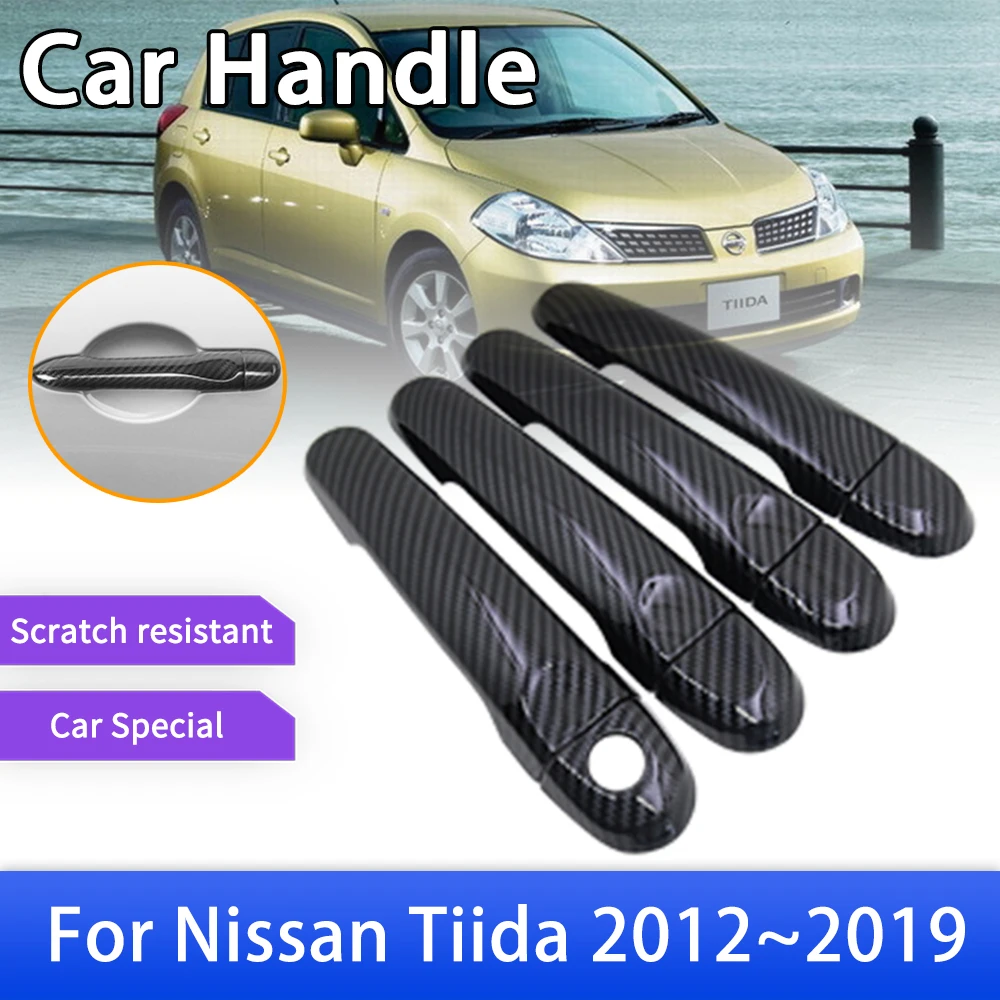 Carbon-Fiber-Door-Handle-Cover-for-Nissan-Tiida-Pulsar-C12-2012-2013 ...