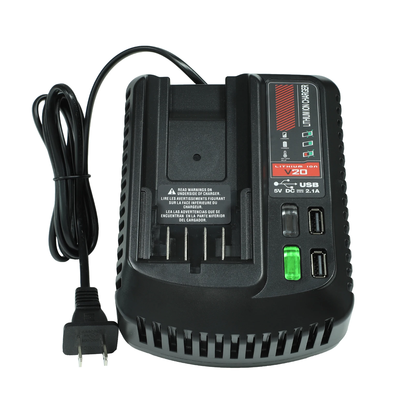 Fast Charger For Craftsman 20v 2A Li-ion Battery 100V/240V with 2 USB-A ...