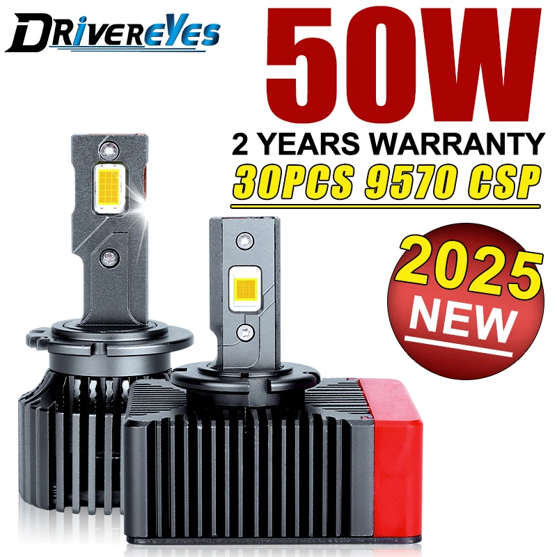 D2S D5S LED Bulb 50W LED Headlight Canbus No Error D8S D1S D3S D4S Plug ...