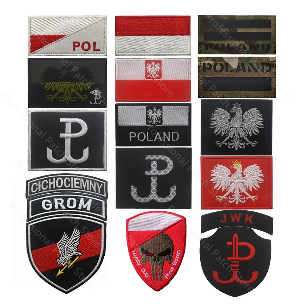Poland-Flag-Embroidered-Patches-Polish-Eagle-Army-Reflective-Military-Patches-Tactical-Emblem ...