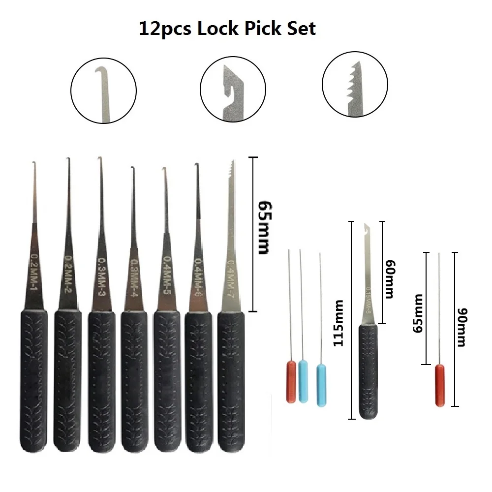 12pcs Lock Pick Set Hand Tools Locksmith Tools Remove Hooks Lock Pin ...