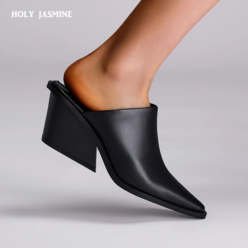 Kaky-s-New-Cow-Pasted-Leather-Pointed-Wedge-Heels-High-Heels-Women-s ...