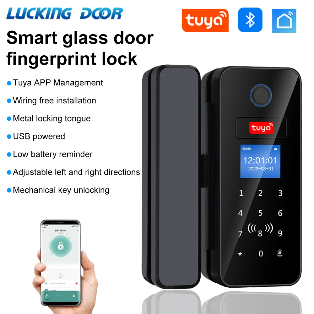 Tuya-APP-Glass-Door-Fingerprint-Lock-Bluetooth-Smart-Biometric ...