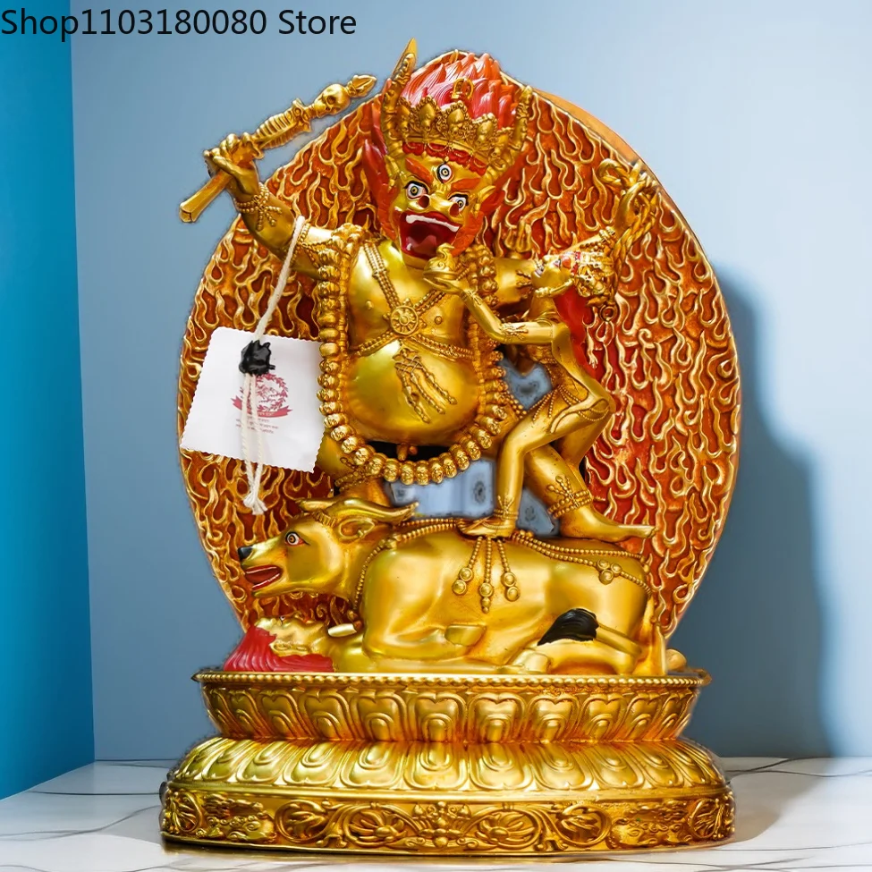 25cm-Copper-Hand-carving-Gilding-Yamaraja-Yama-buddha-statue-Tibet ...