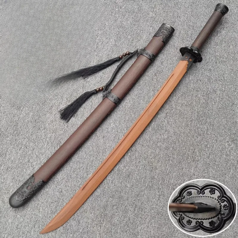 99cm Solid Wood Sword Tang Hengdao with Sheath Training Ancient Style ...