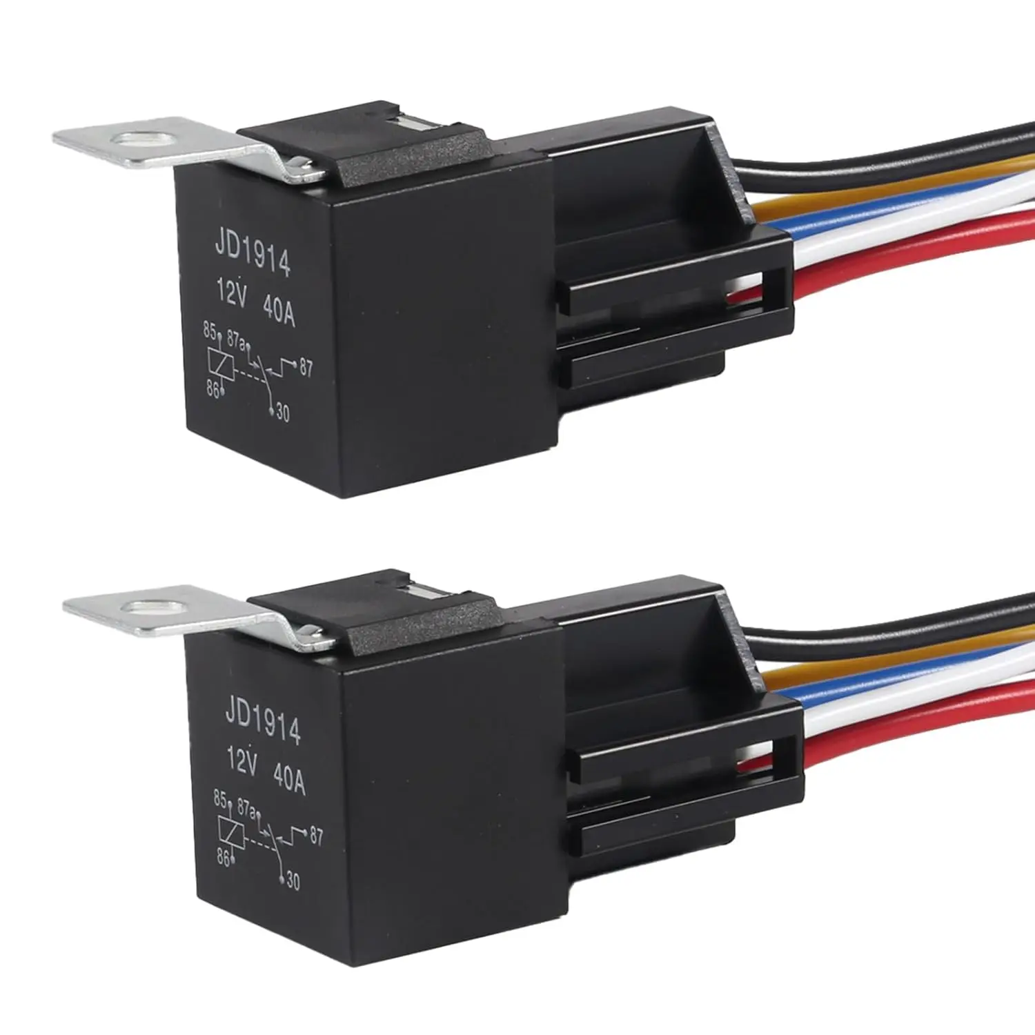 2pcs Car Relay with Harness 12V 40A 5 Pin SPST Harness Sockets with ...