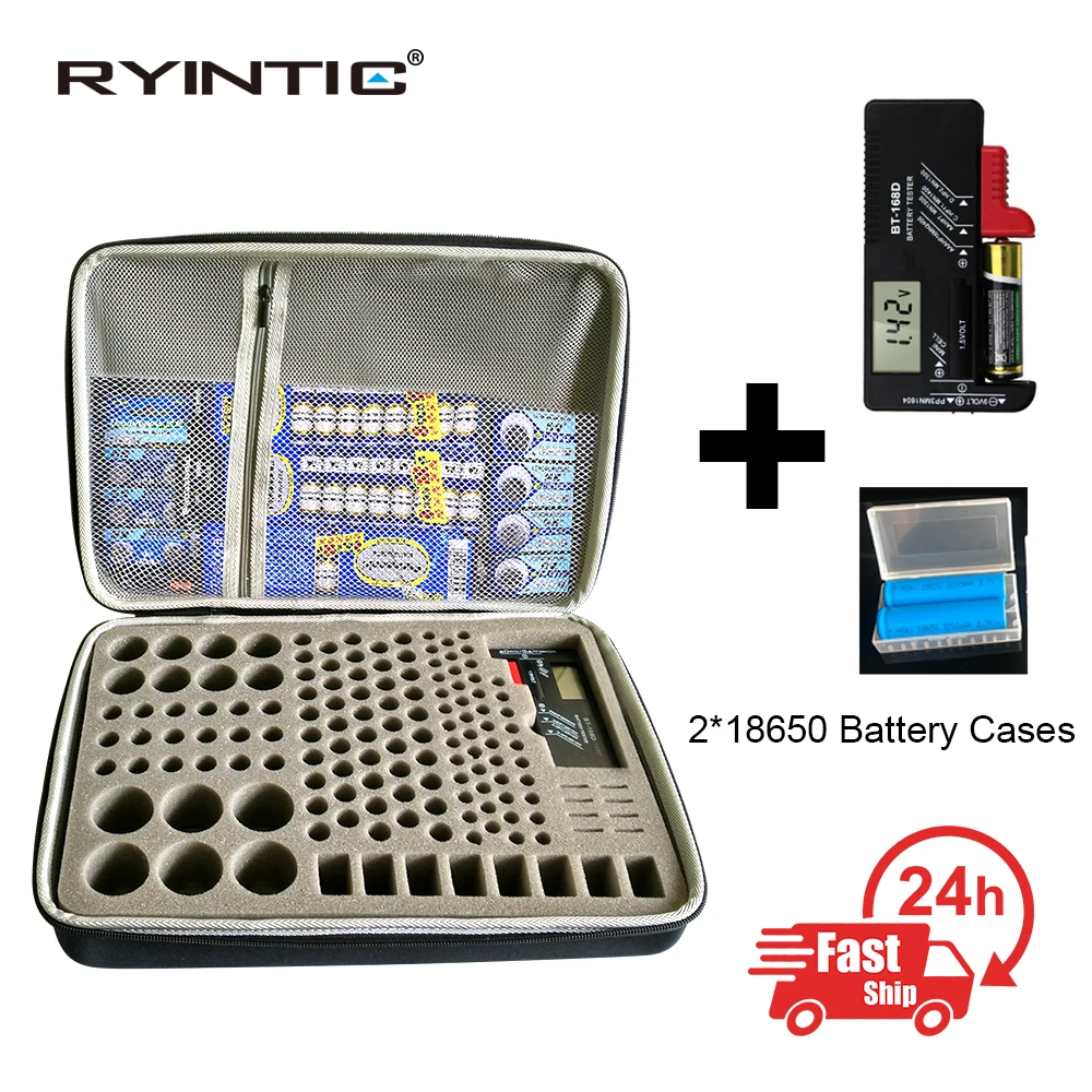 테스터 포함 휴대용 배터리 정리 보관 케이스 박스 홀더 차고 컨테이너 가방 Aa Aaa 9v C D 리튬 3v 배터리에 적합