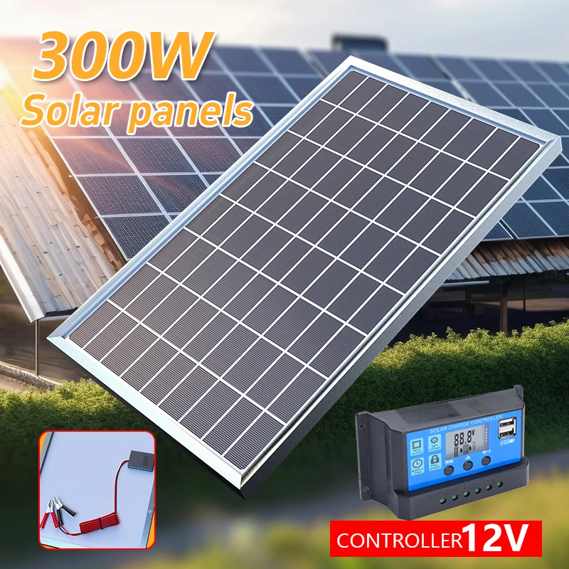 300W-Solar-Panel-Kit-Complete-12-18V-Polycrystalline-Power-Portable ...