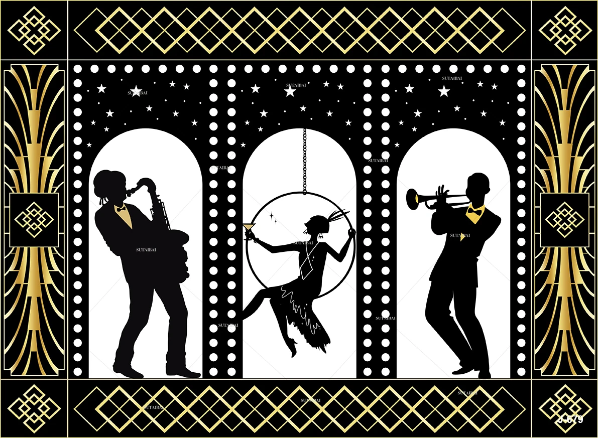 Roaring 20s Party Clipart Background