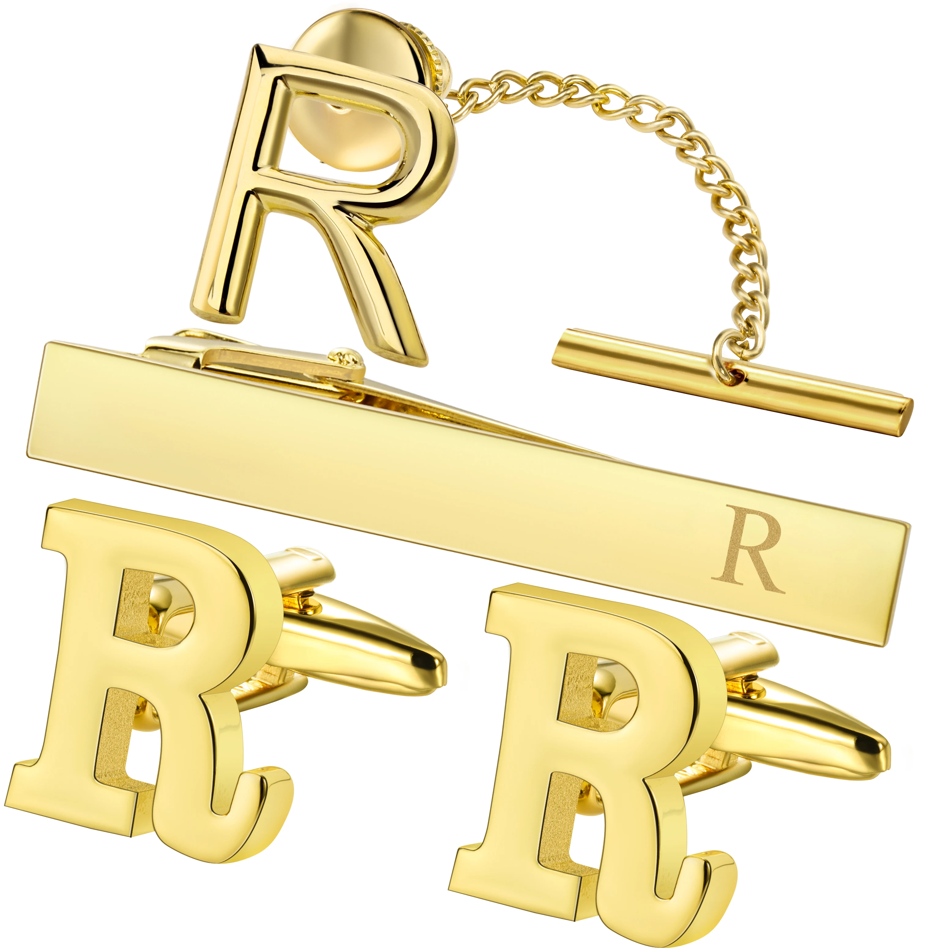 HAWSON-Personalized-Letter-Cufflinks-Tie-Clips-and-Tie-Buckle-Set-for ...