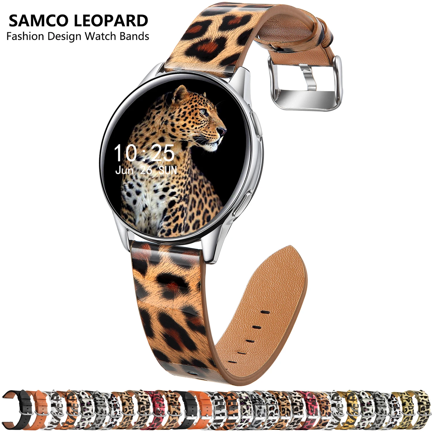 Leopard Quick Release Leather Watch Band 20mm 22mm Leather Watch Strap ...