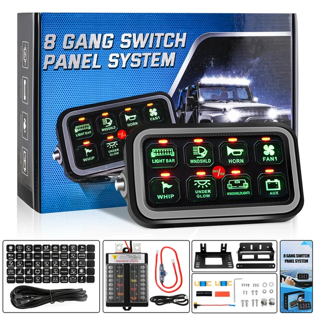 8 Gangs On-Off Switch Panel LED Backlight Universal Power System ...