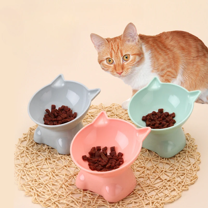 3-Colors-New-Pet-Cat-Dog-Bowl-High-Foot-Dog-Bowl-45-Neck-Protector-Pet ...