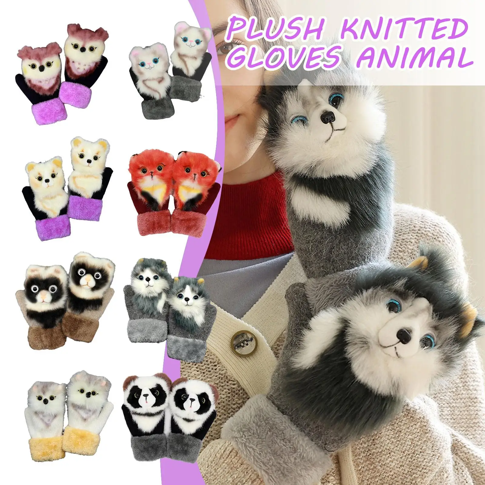 Hand Knitted Wool Nordic Mittens With Owls Warm Winter Knitted Mittens ...