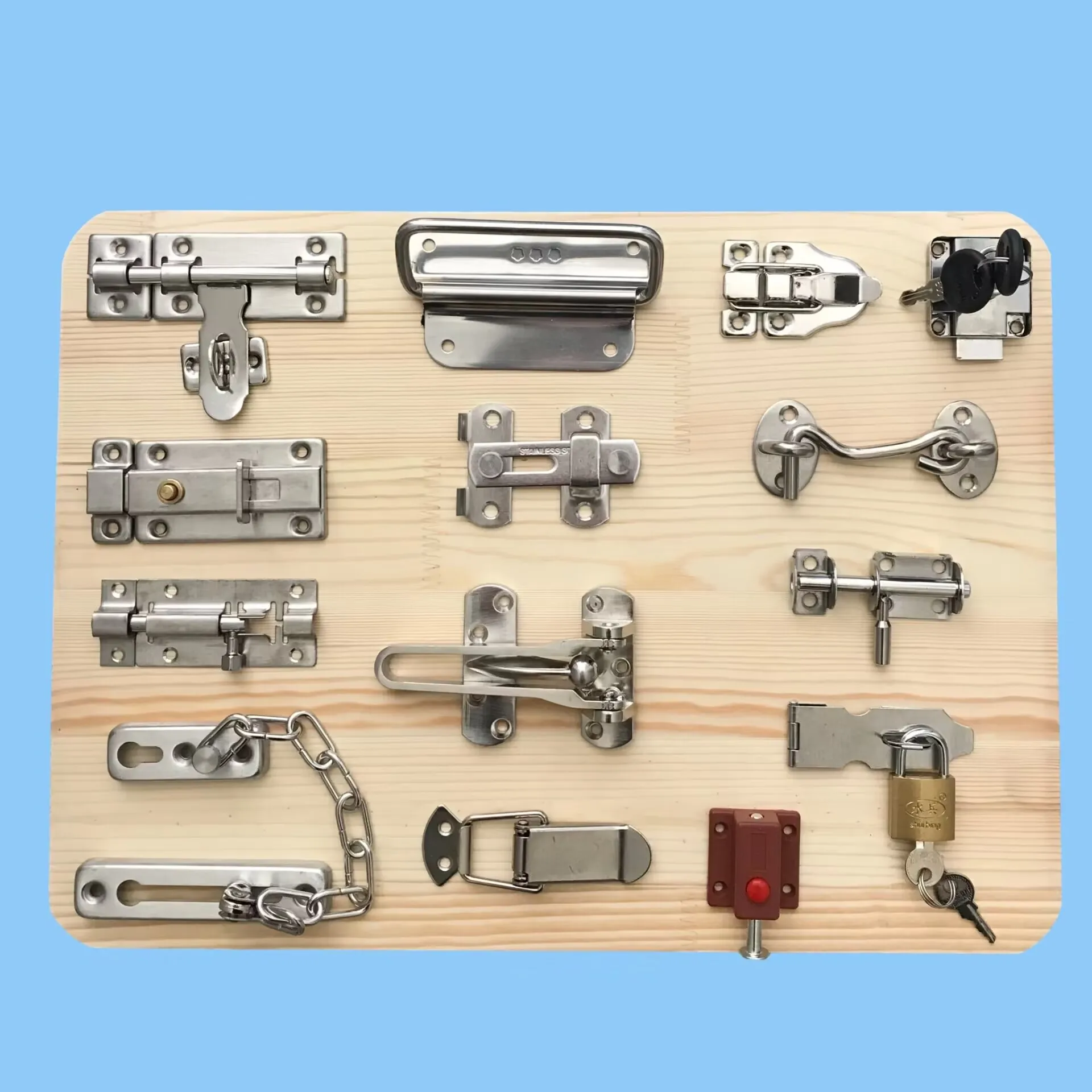 Baby-Busy-Board-Accessories-Montessori-DIY-Wooden-Door-Lock-Latch ...