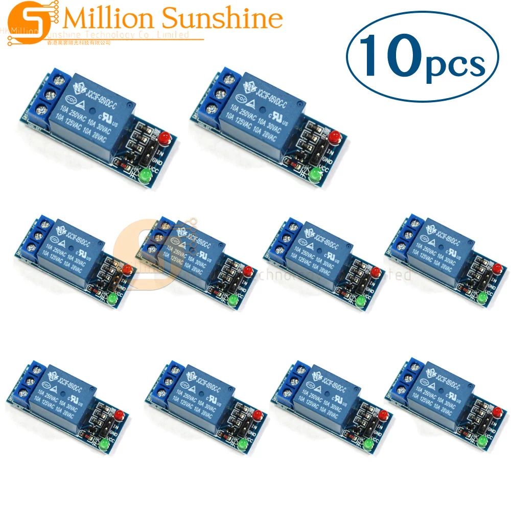 10PCS 5V One Channel Relay Module Relay Switch with OPTO Isolation High ...