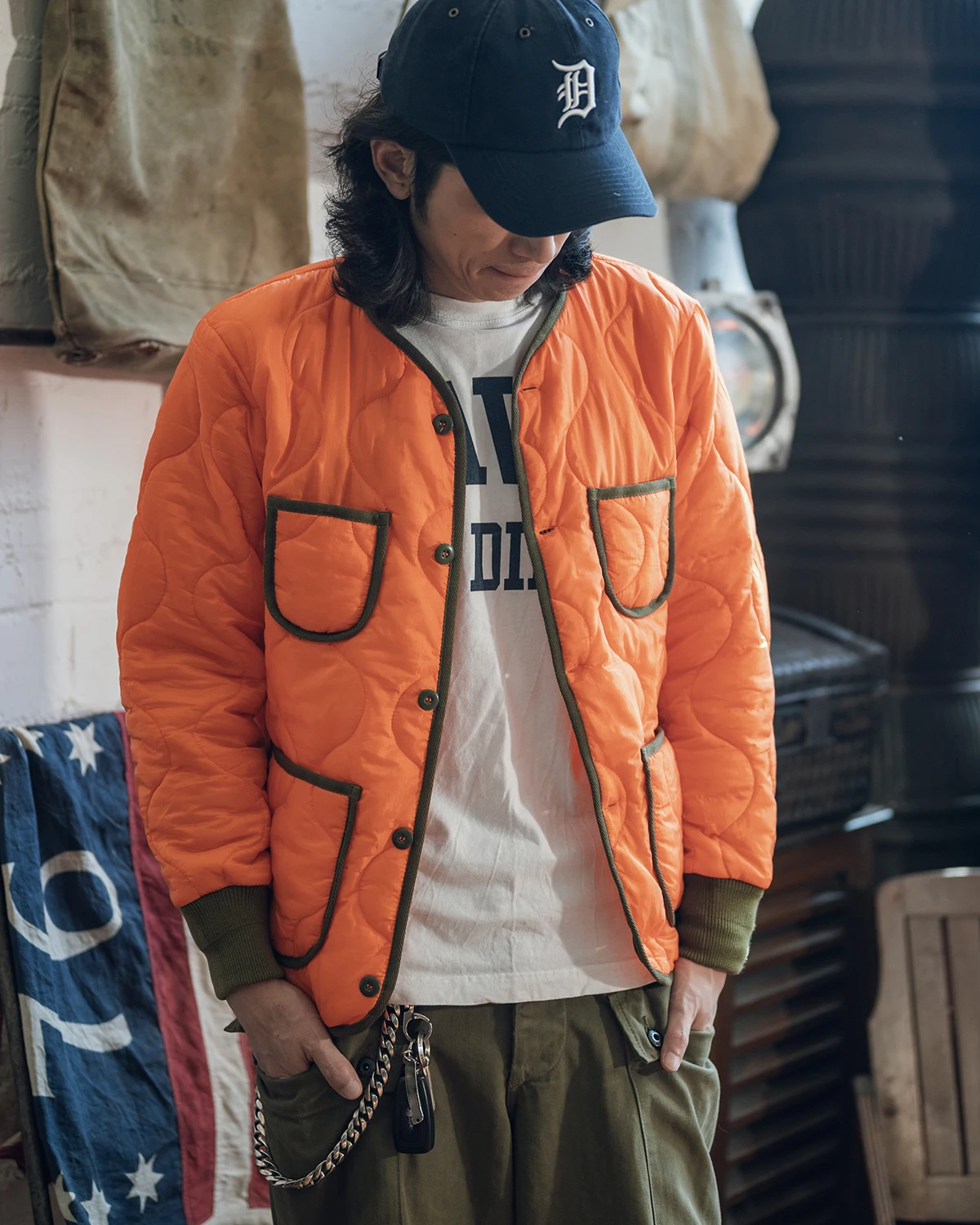 Non Stock Military Style Nylon Quilted Jacket Water Resistant Long ...