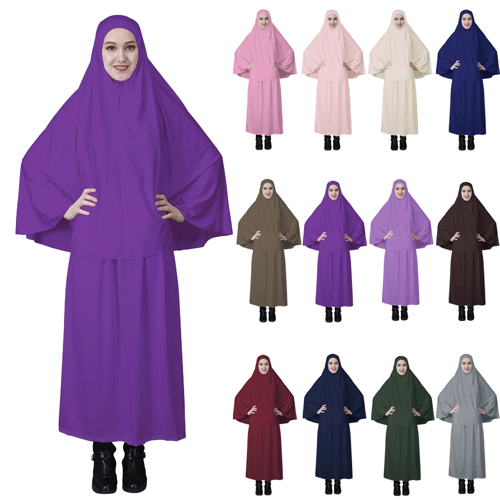 Ramadan-Muslim-Prayer-Garment-2-Piece-Set-Women-Khimar-Abaya-Long-Hijab ...