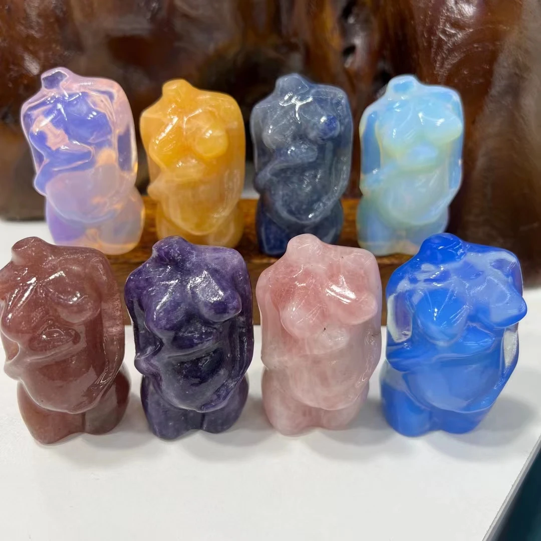 70mm 8pcs Natural Crystal Woman Pregnancy Body Model Carving Ornament ...