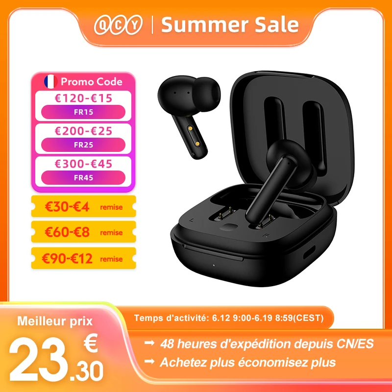 [€120 €15 Promo Code:FR15]QCY T13 ANC écouteur sans fil TWS Bluetooth 5 ...