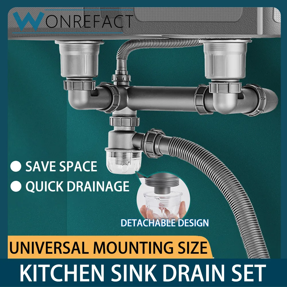 Kitchen-Sink-Single-Double-Drainer-Hose-Drain-Washing-Basin-Sewer-Pipe ...