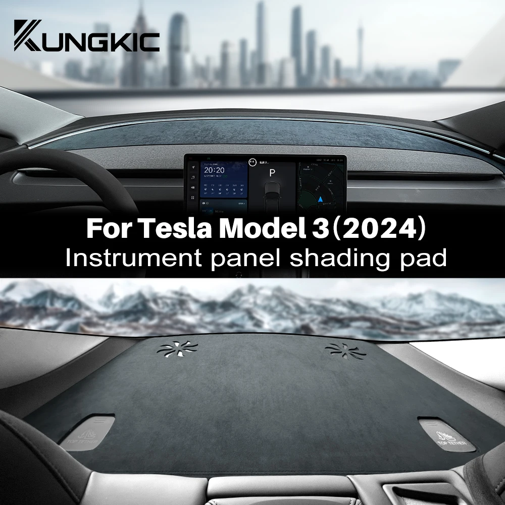 Anti-UV Dash Mat Sun-shading Top Flannel For Tesla Model 3 2024 ...