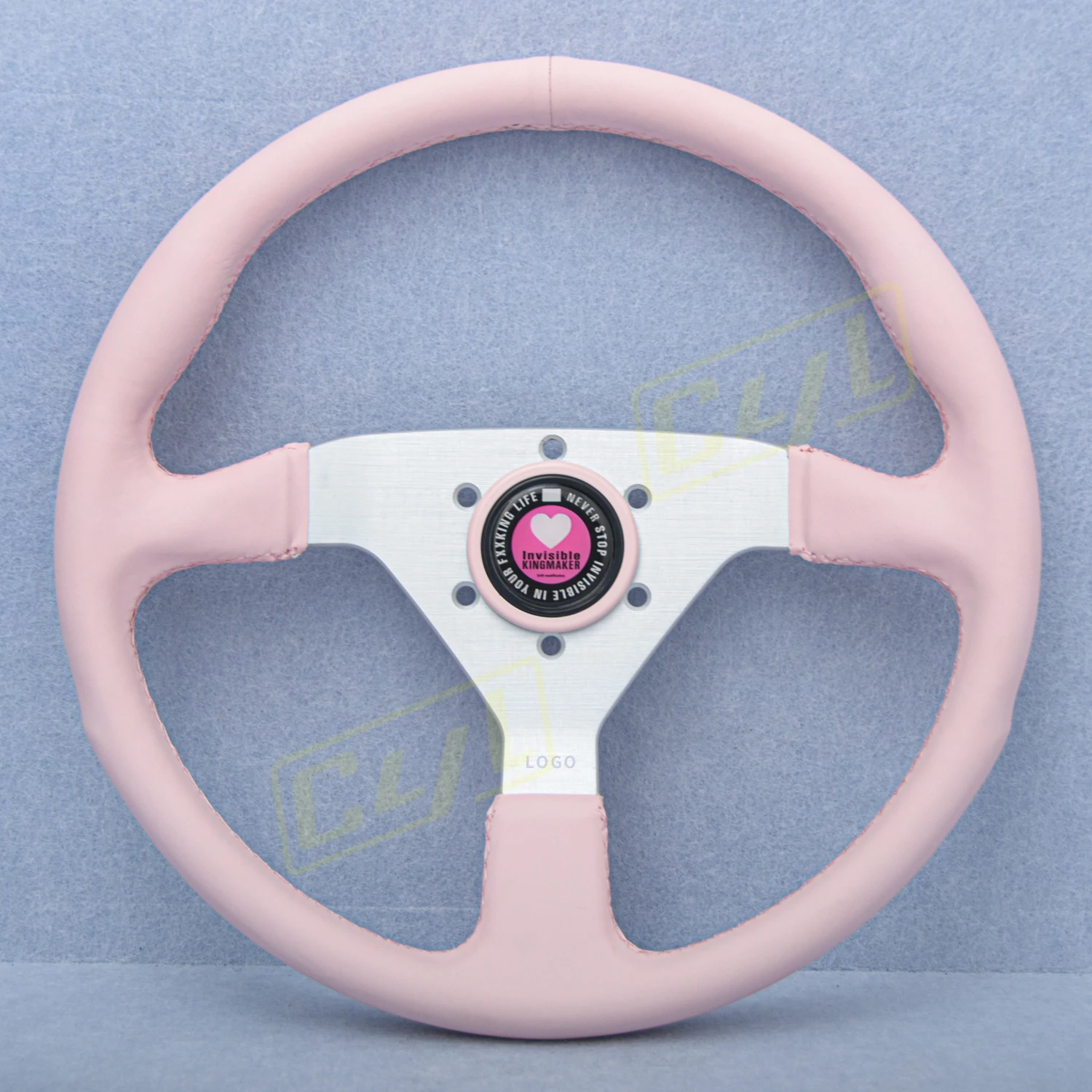 JDM-lindo-volante-deportivo-de-cuero-rosa-Universal-14-pulgadas-Sim ...