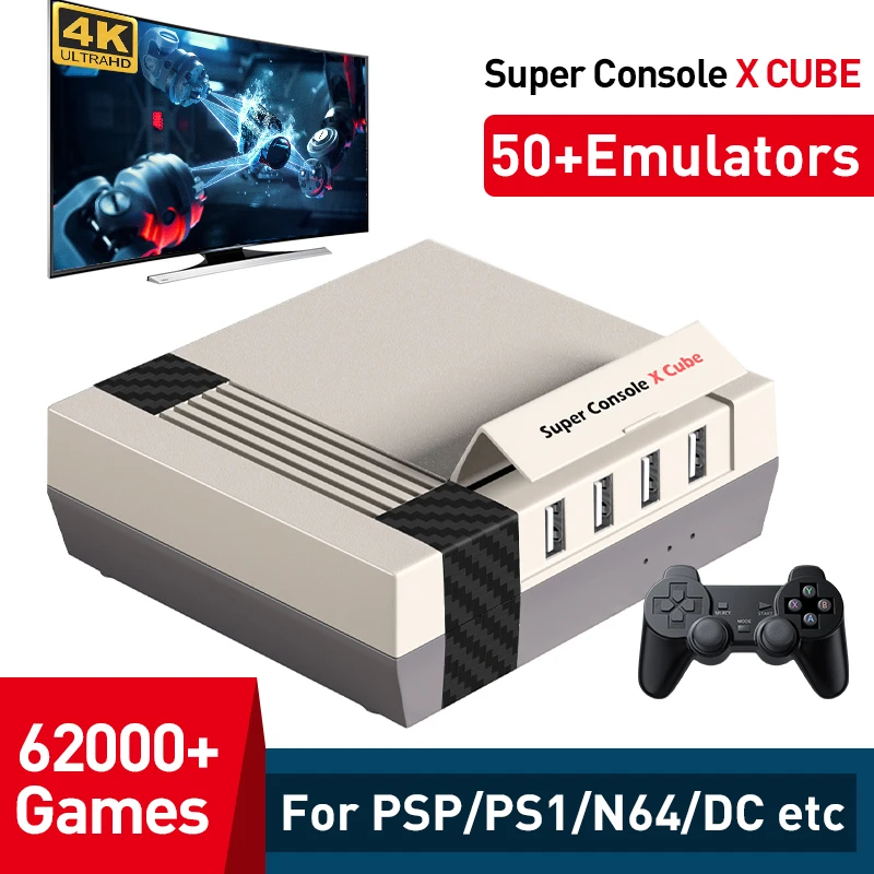 Console de jogos de vídeo portátil super console x cube 4k hd saída ...