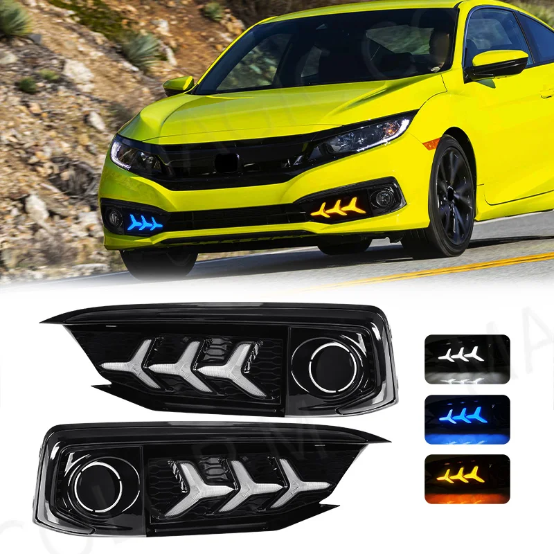 DRL-For-Honda-Civic-2019-2020-Led-Daytime-Running-Lights-Tricolor-With ...