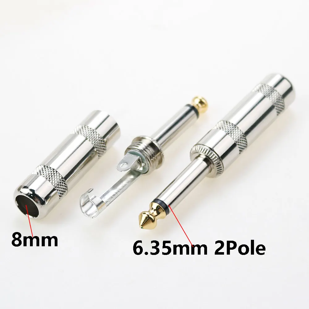 1Pcs 2-Pole Mono Stereo Metal 6.35 Audio Plug Stuck 1/4 Duration Stuck ...