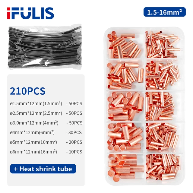 970PCS GT EN Copper Bare Tinned Connecting Non-Insulated Wire Connector ...