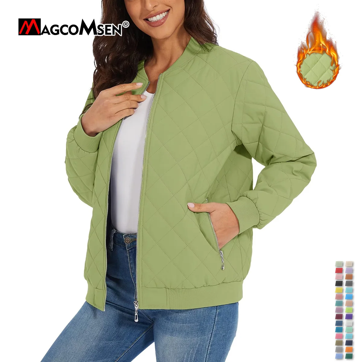 MAGCOMSEN-Diamond-Quilted-Coats-Womens-Bomber-Jackets-Quilted-Puffer ...