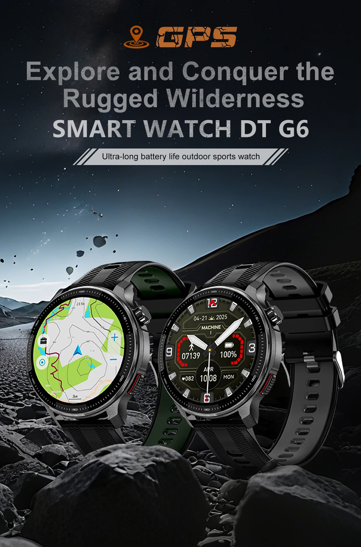 2026 New Luxury GPS Smart Watch Men Compass Altimeter 3ATM Waterproof ...