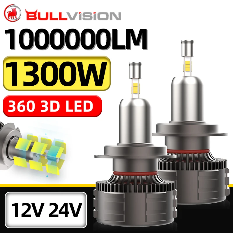 1300W-3D-360-H7-Led-Canbus-Car-Headlight-Bulb-Plug-Play-H11-H4-H1-HB3 ...