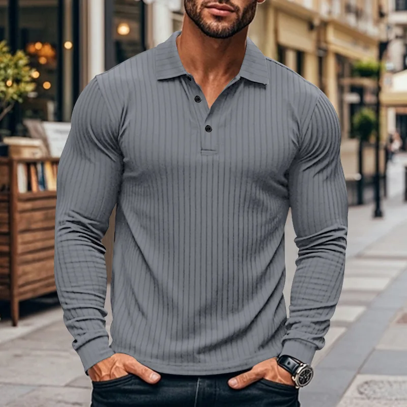 Nueva-camisa-Polo-para-hombre-de-manga-larga-con-botones-de-Color-s ...