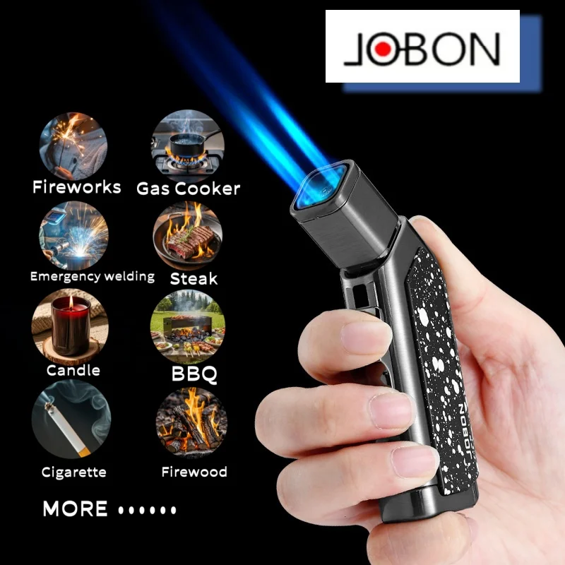 JOBON Lighter Metal Body Gunmetal 4 Flame Windproof Lighter with Cigar ...