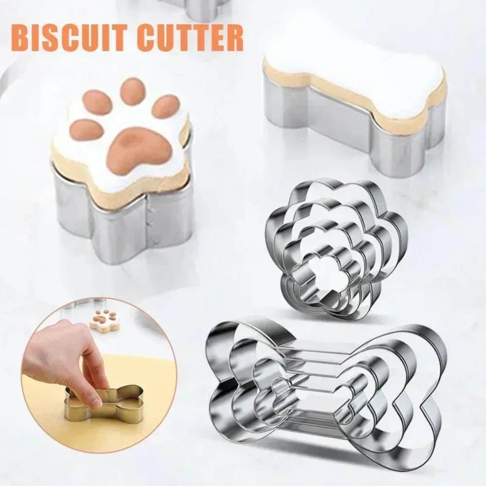 4pcs-set-Cookie-Cutter-Pet-Dog-Bone-Paw-Shaped-Stainless-Steel-Mold-DIY ...
