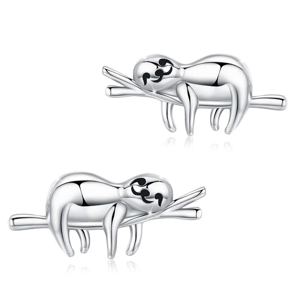 Harong New Sloth Ear Studs Cute Small Delicate Animal Silver Plated ...