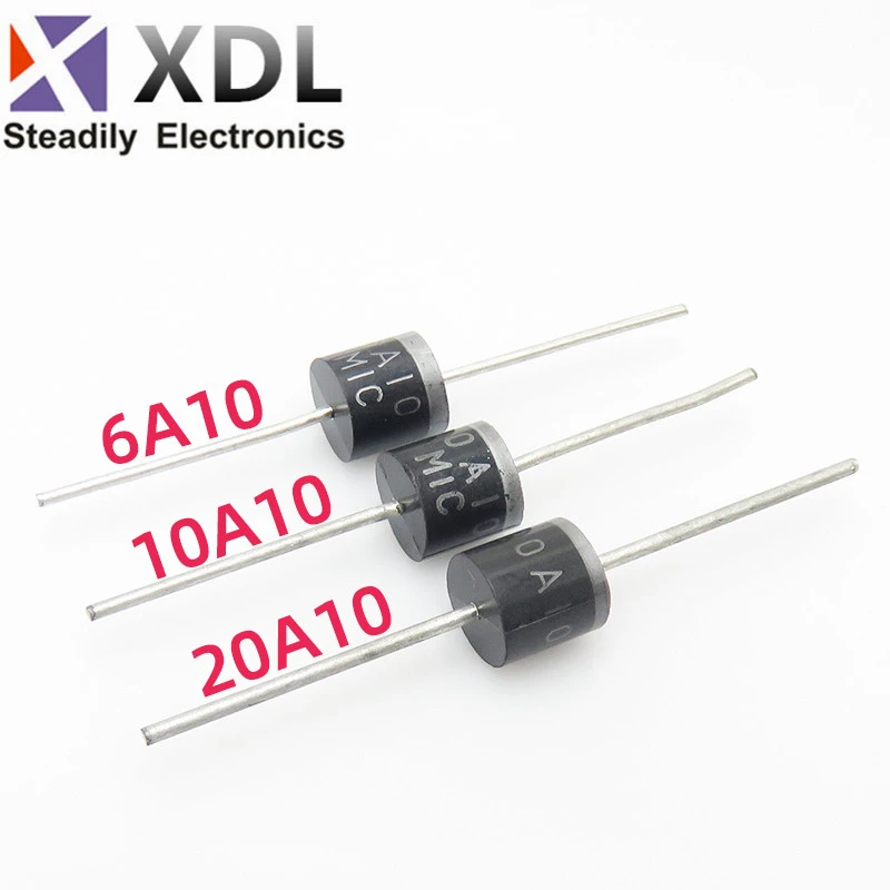 Diodo rectificador Axial eléctrico, 10 piezas, 10A10, 6A10, 20A10, R 6, DIP 6A, 10A, 20A, 1000V ...