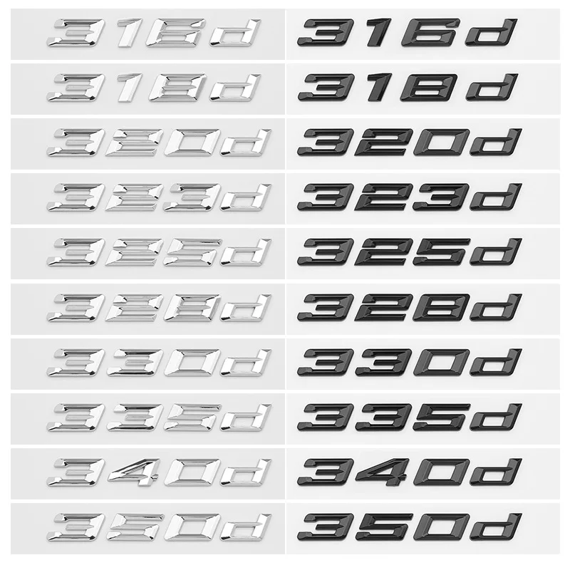 New Font Numbers Letters 316d 318d 320d 325d 328d 330d 335d GT Top ABS ...