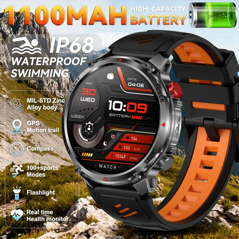2026 New T-REX3 1100mAh Battery SmartWatch 3ATM Waterproof Compass ...
