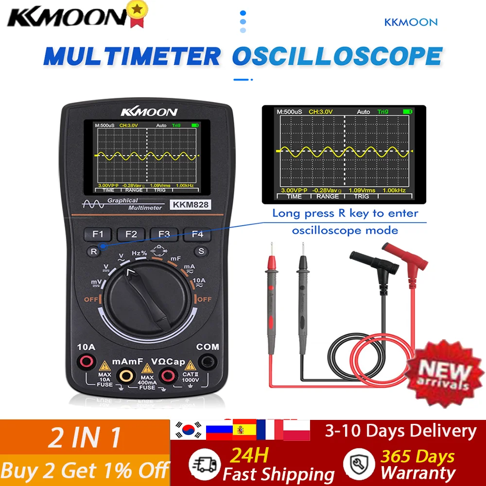 KKmoon-kkm828-High-Clarity-Intelligent-Graphical-Digital-Oscilloscope ...