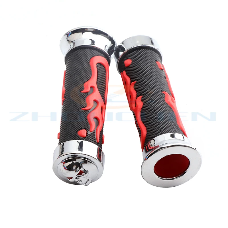 22-24mm-Universal-Motorcycle-Handlebar-Colored-Skeleton-Rubber-Handle ...