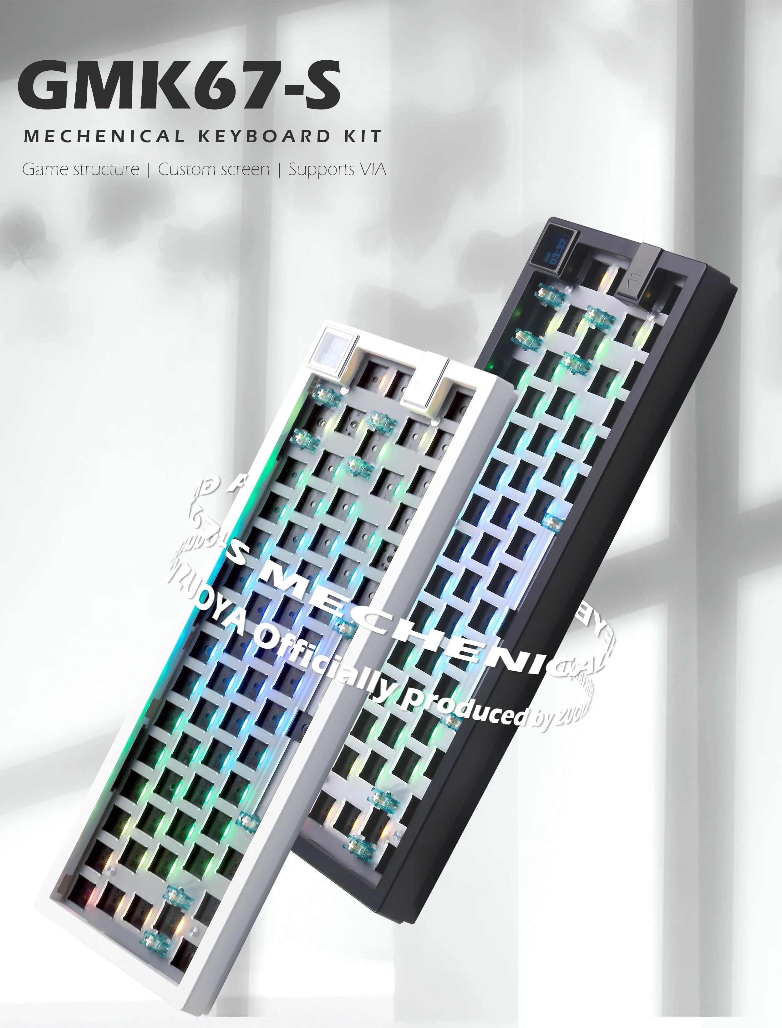 ZUOYA-GMK67-S-Gaming-Mechanical-Keyboard-KIT-Wireless-Bluetooth-display ...