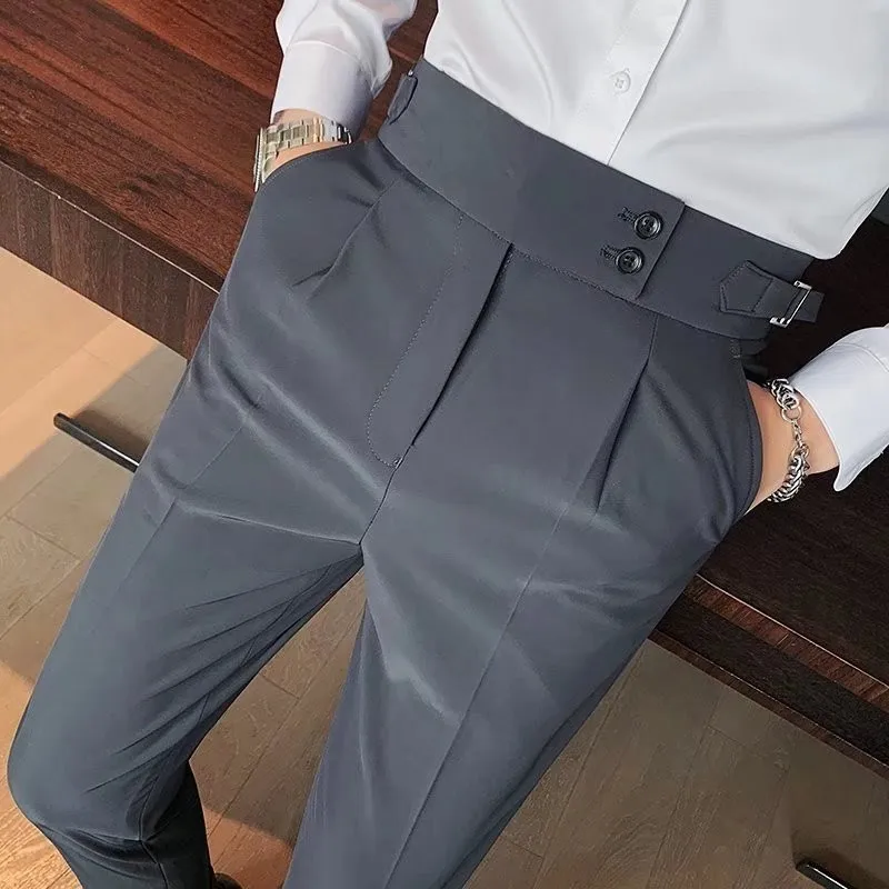 Men-s-Luxury-Button-down-Draped-Baggy-Suit-Pants-Casual-Solid-Color ...