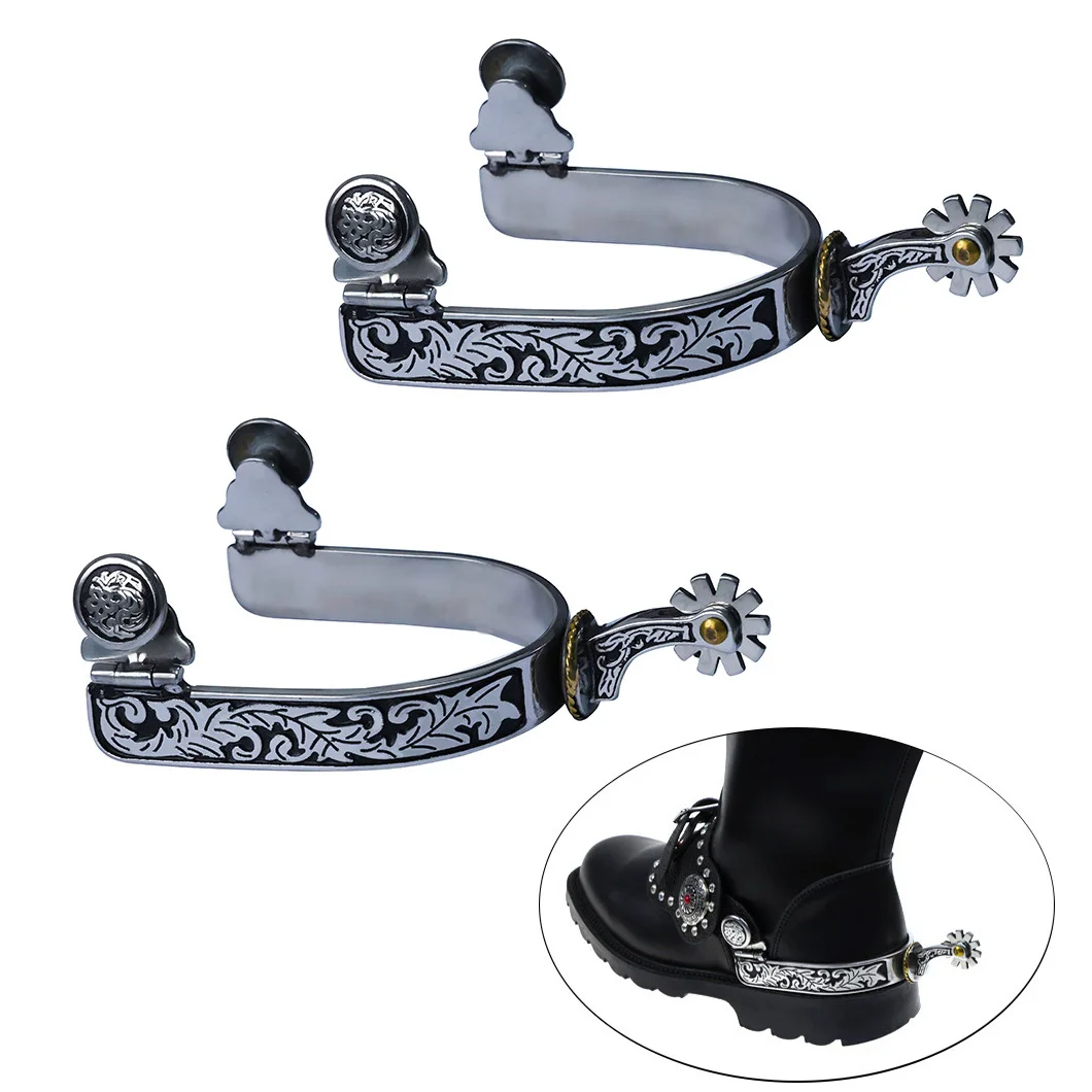 Horse Spurs Stainless Steel West Cowboy Horse Boot Spurs with Riding ...