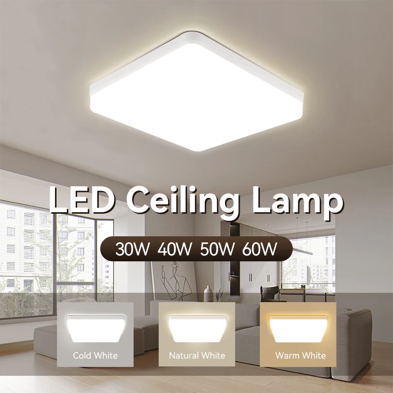 Modern-Square-Led-Ceiling-Lamps-30-40-50W-Panel-Fixtures-110V-220V ...